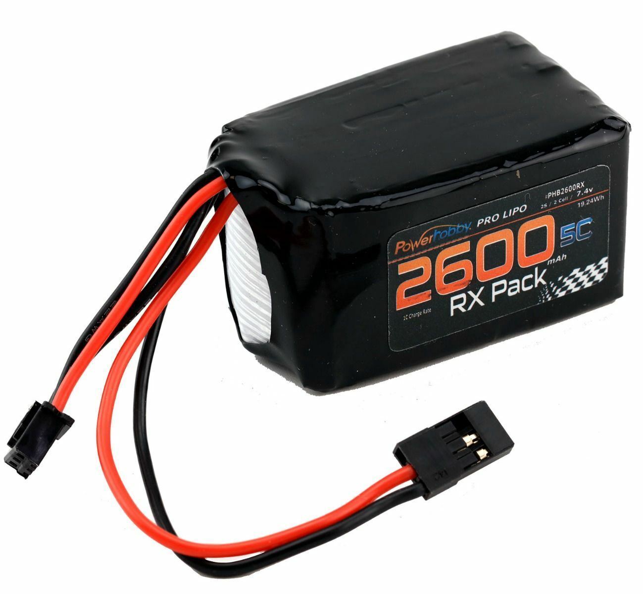 Power Hobby - 2S 7.4V 2600mAh 5C RX Receiver Lipo Hump Battery Pack ...